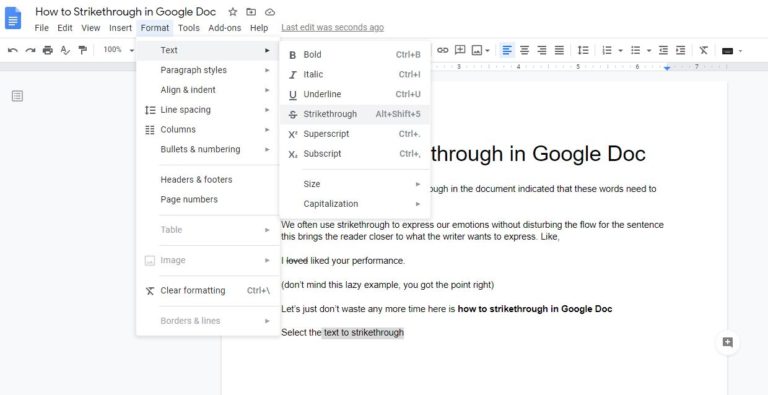 How To Strikethrough In Google Docs | The Tech Basket